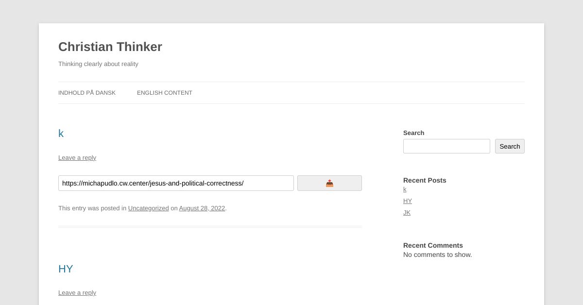 Christian Thinker | Thinking clearly about reality